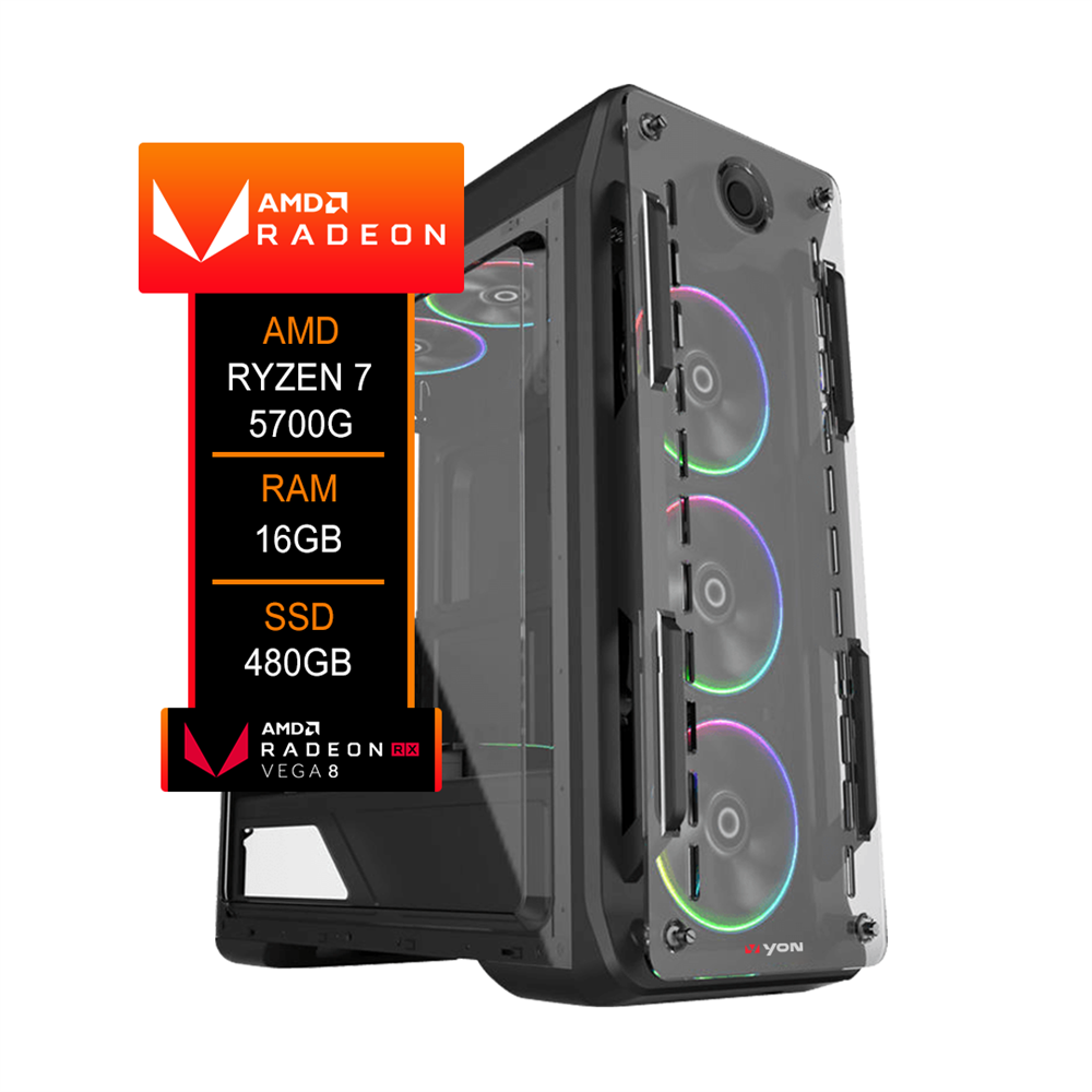 PC Gamer AMD Ryzen 7 5700G, Chipset A520, 16GB DDR4, 480GB SSD