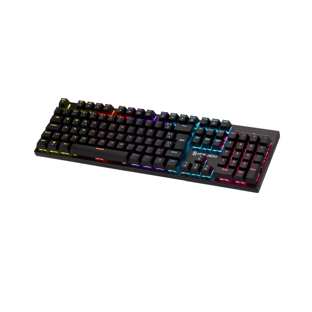 Teclado Mecânico Gamer New Hero Prisma RGB Switch Blue ABNT2 USB